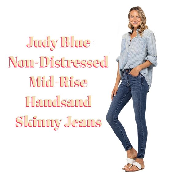 Judy Blue | Jeans | Judy Blue Mid Rise Skinny Jeans With Hand Sanding ...